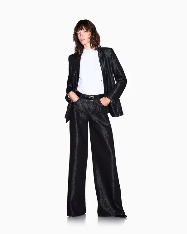 Armani Exchange Oversized Fit Denim Trousers With Metallic Yarn
