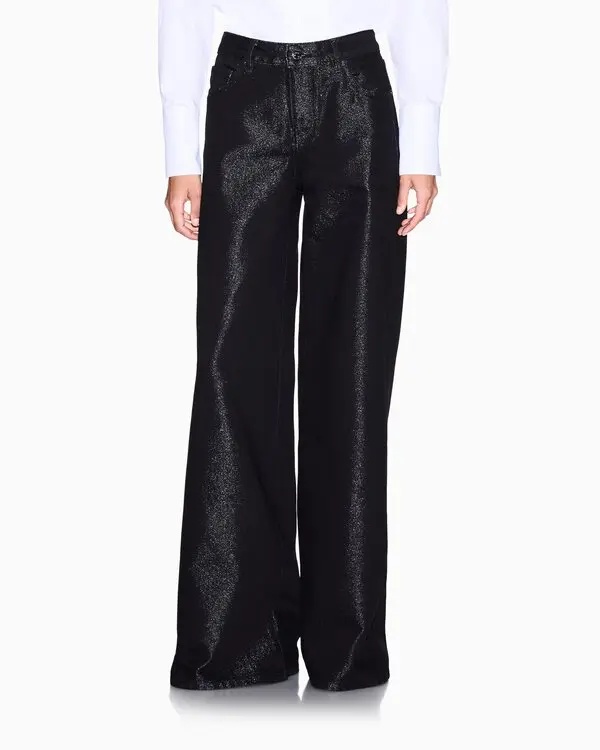 Armani Exchange Oversized Fit Denim Trousers With Metallic Yarn