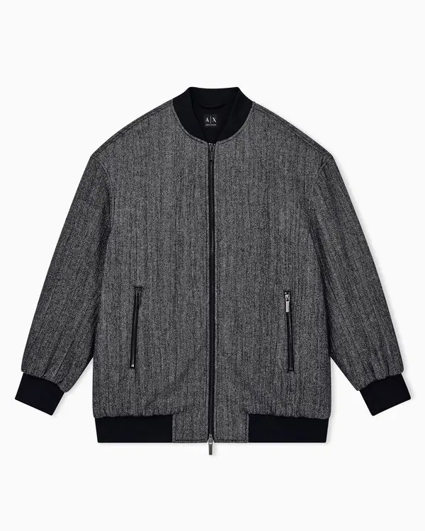 Armani Exchange Stretch Viscose And Virgin Wool Blouson Jacket