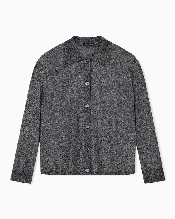 Armani Exchange Metallic Viscose Cardigan - Grey