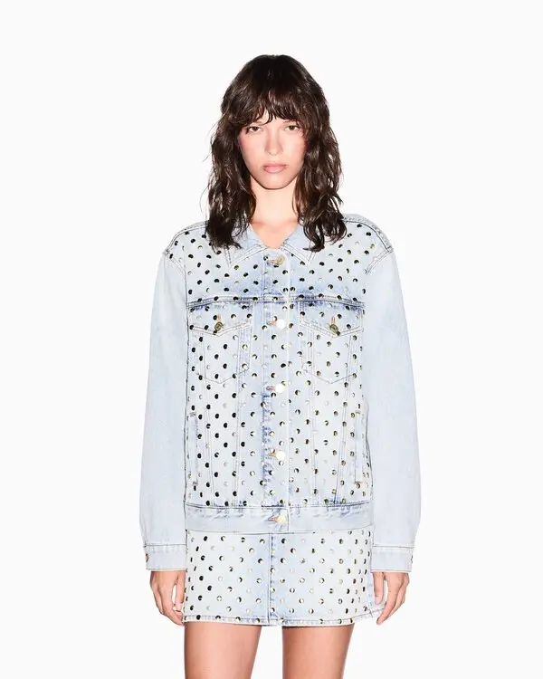 Armani Exchange Embellished Regular Fit Blouson Denim Jacket