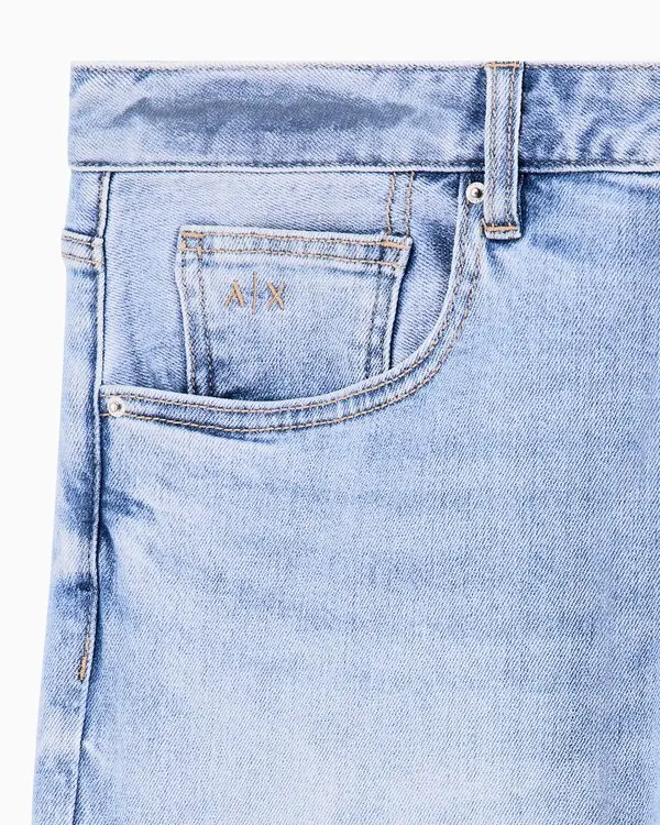Armani Exchange Comfort Slim-fit Five-pocket Pants In Washed Comfort Cotton Denim
