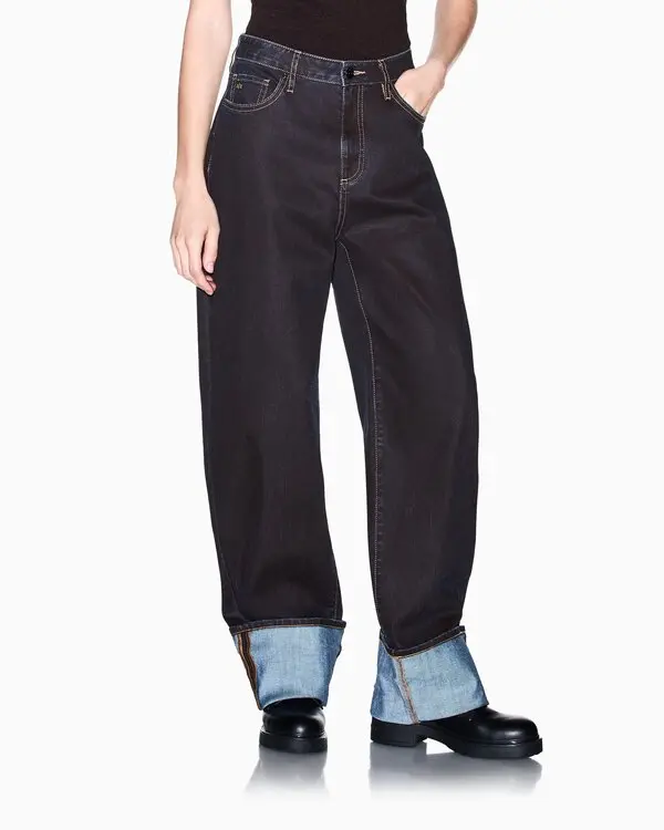 Armani Exchange Oversized Fit 5 Pockets Denim Pant In Rigid Cotton