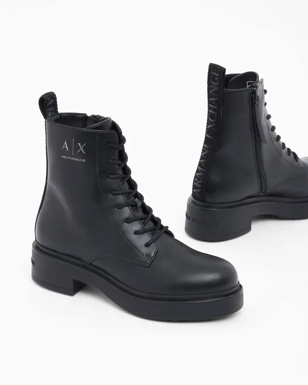 Armani Exchange Ankle Boots In Suede And Teddy With Rubber Sole