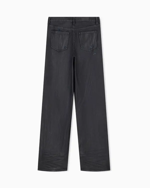 Armani Exchange Oversized Fit Coated Cotton Denim Jeans