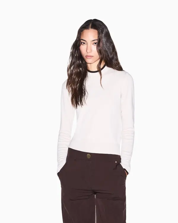 Armani Exchange Regular Fit Viscose And Cashmere Pullover - Beige