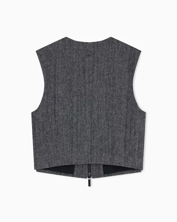 Armani Exchange Textured Viscose And Virgin Wool Waistcoat