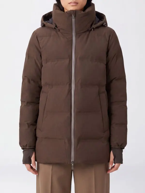 Herno A-shape Short Down Jacket In Quilted Nylon With Removable Hood - Brown