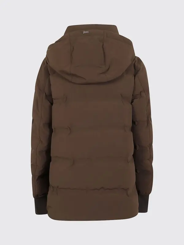 Herno A-shape Short Down Jacket In Quilted Nylon With Removable Hood - Brown