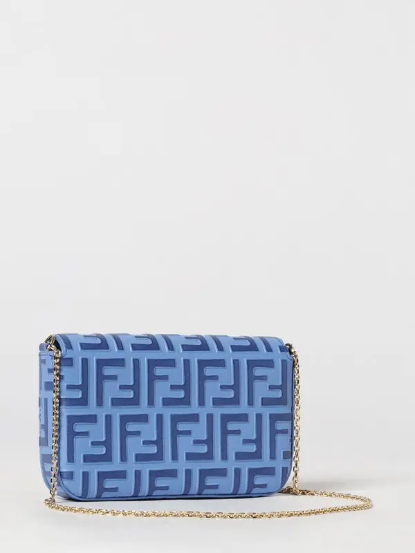 Fendi Ff Diamonds Mini Crossbody Bag In Leather - Blue