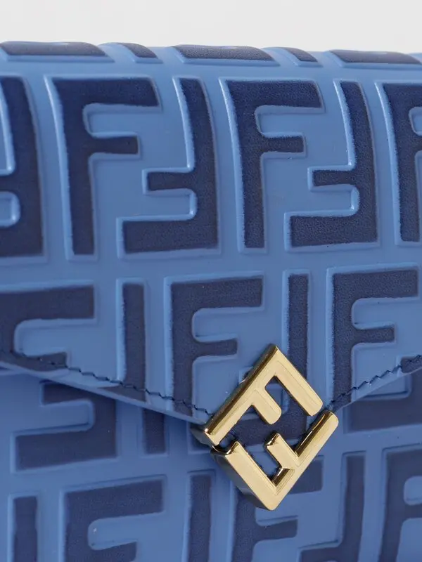 Fendi Ff Diamonds Mini Crossbody Bag In Leather - Blue