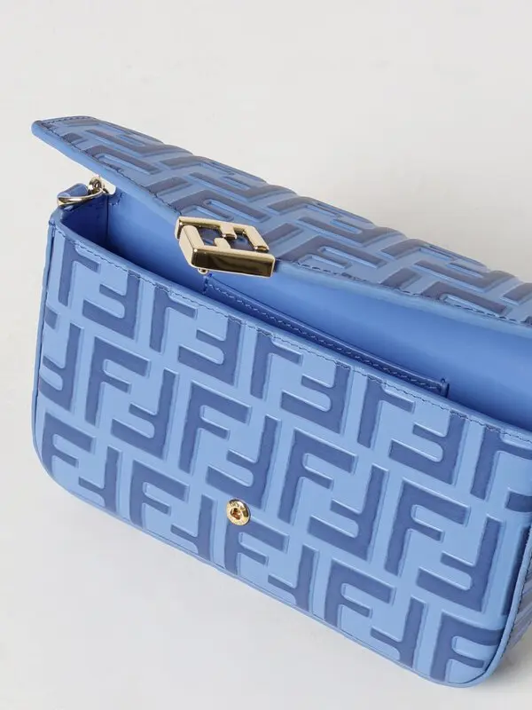 Fendi Ff Diamonds Mini Crossbody Bag In Leather - Blue