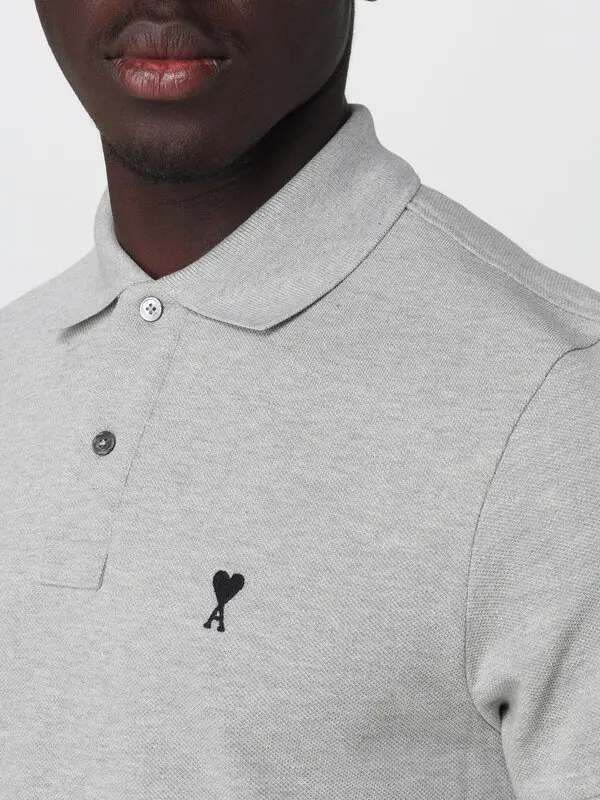 AMI Paris Short-sleeve Cotton Polo With Embroidered De Coeur Logo