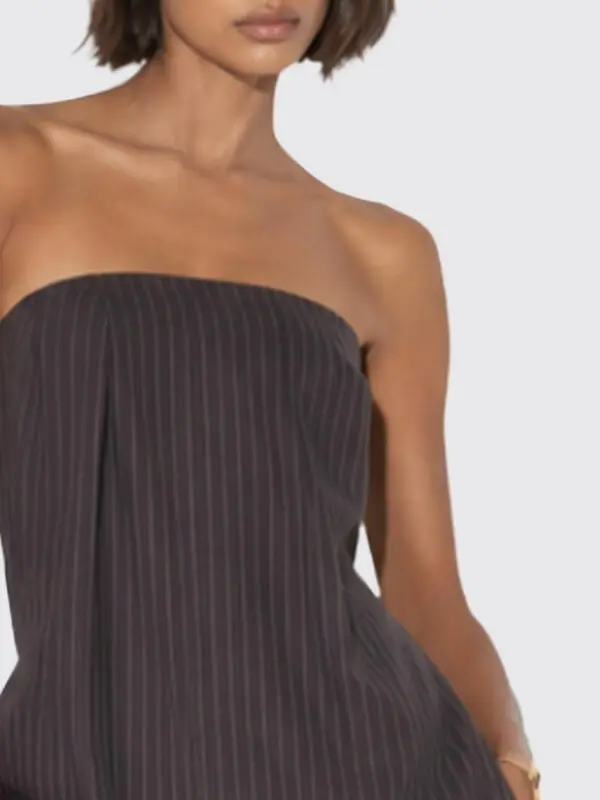 Elisabetta Franchi Pinstripe Off-the-shoulder Wool-blend Jumpsuit