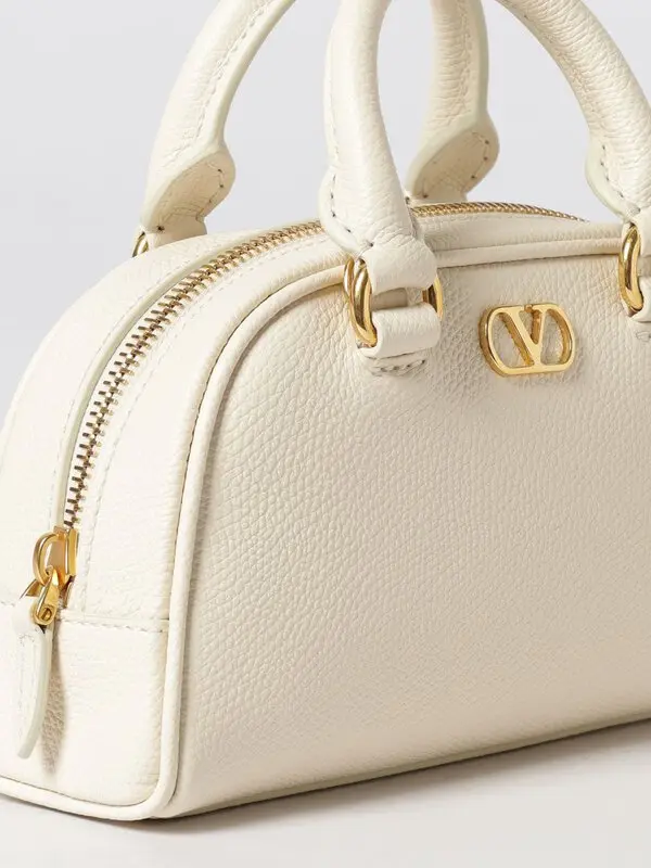 Valentino Garavani Vlogo Signature Mini Top Handle Bag In Grained Leather - Ivory