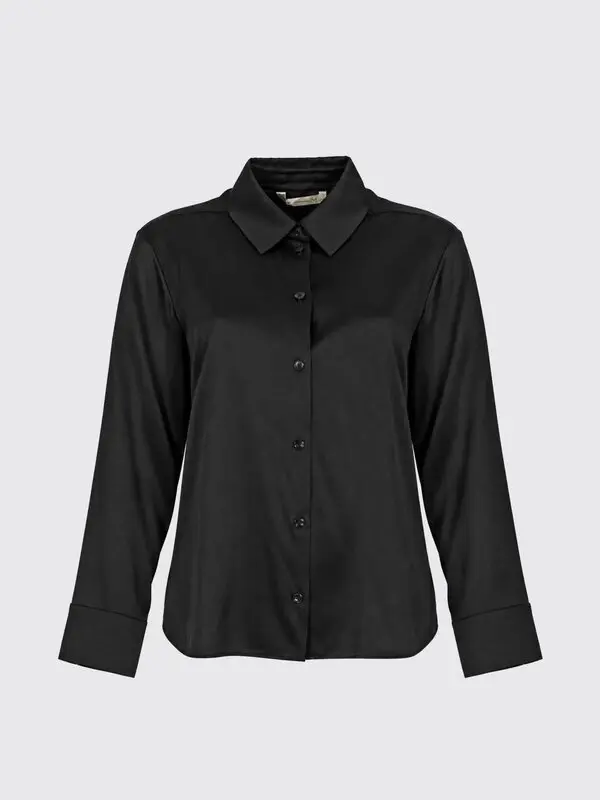 Max Mara Long-sleeved Stretch-silk Satin Shirt - Black