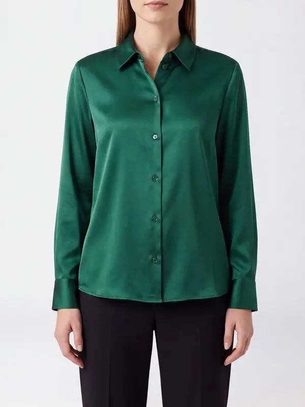 Max Mara Long-sleeved Stretch-silk Satin Shirt - Emerald