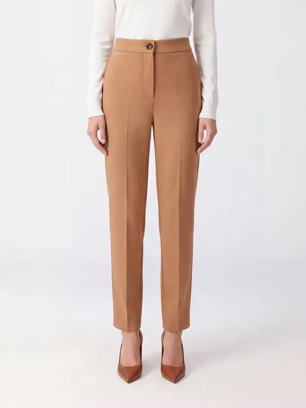 Max Mara Mid-rise Slim-fit Cropped Technical Jersey Pants - Hazel