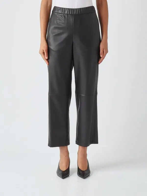 Max Mara Cropped Straight-leg Faux Leather Pants - Black