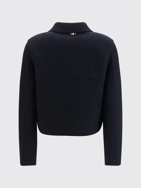 Thom Browne Single-breasted Short Coat In Pure Virgin Wool - Navy