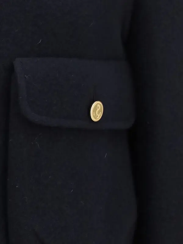 Thom Browne Single-breasted Short Coat In Pure Virgin Wool - Navy