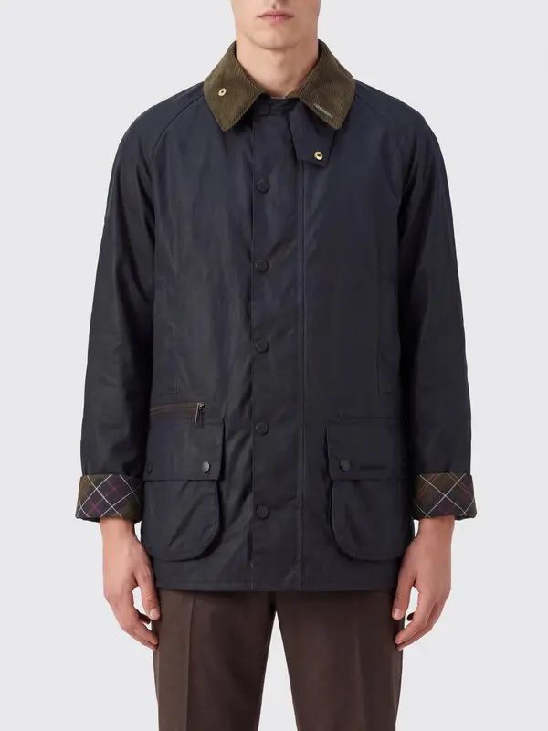 Barbour Beaufort Waxed Cotton Jacket With Velvet Collar - Blue