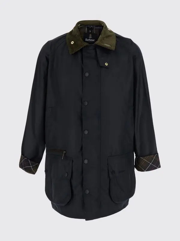 Barbour Beaufort Waxed Cotton Jacket With Velvet Collar - Blue
