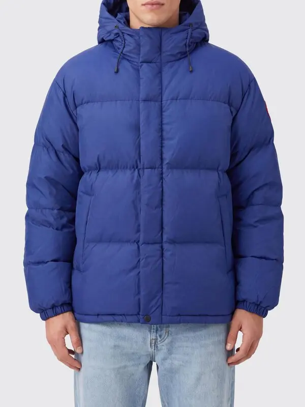 Canada Goose Hooded Quilted Down Jacket With Logo Patch - Navy