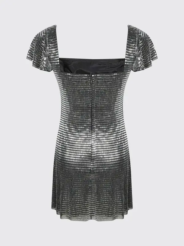 SELF-PORTRAIT Sequin-embellished Mini Sheath Dress With Square Neckline
