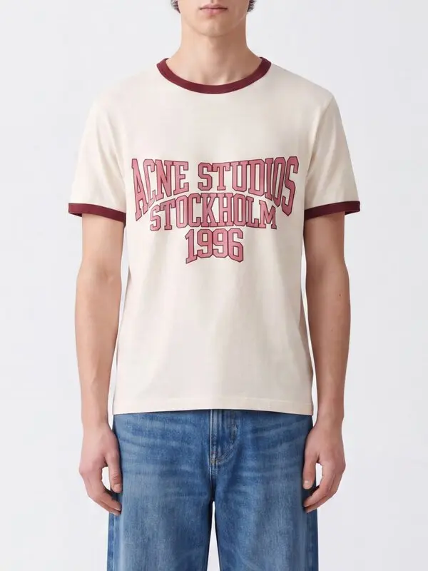 Acne Studios Short-sleeved Contrast Logo Print Cotton T-shirt