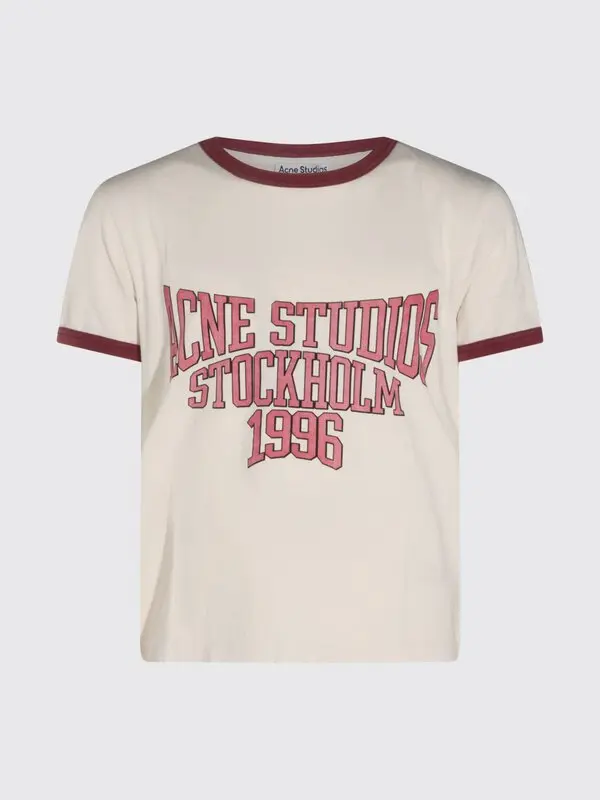 Acne Studios Short-sleeved Contrast Logo Print Cotton T-shirt