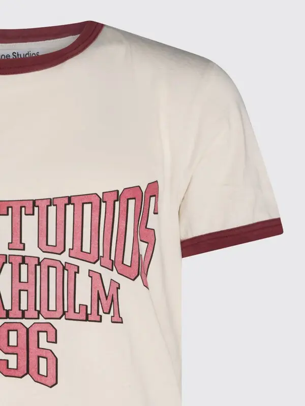 Acne Studios Short-sleeved Contrast Logo Print Cotton T-shirt