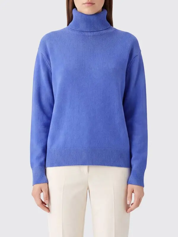 THE FRANKIE SHOP Turtleneck Sweater In Wool And Cashmere With Ribbed Trim - Blue