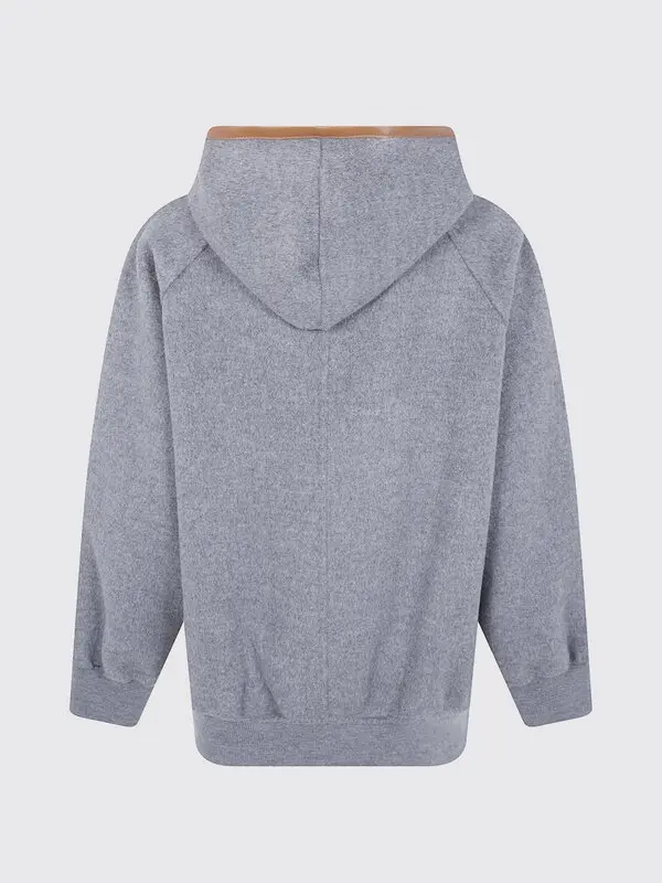 SEMICOUTURE Relaxed Fit Wool Knit Hoodie With Zip And Dropped Shoulders - Grey