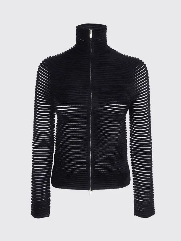 Giorgio Armani Viscose Blend Zip-up Slim Fit Turtleneck Cardigan