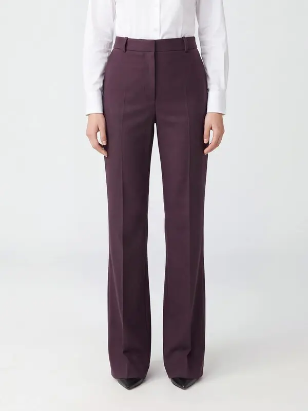 JOSEPH High-waisted Flared Tailored Trousers In Viscose And Cotton Blend - Red