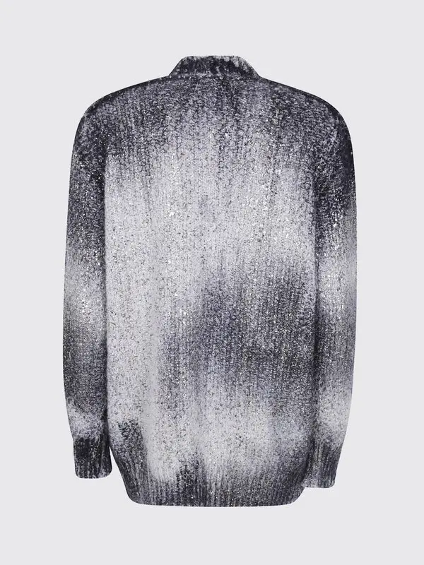 Avant Toi Cotton And Wool Blend Cardigan With Abstract Pattern And Patch Pockets