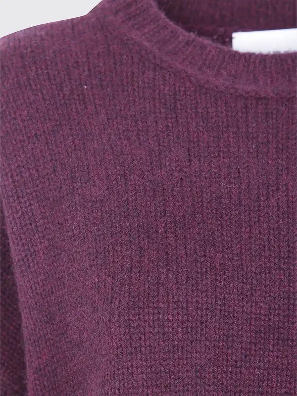 KUJTEN 100% Cashmere Crewneck Sweater With Dropped Shoulders - Red
