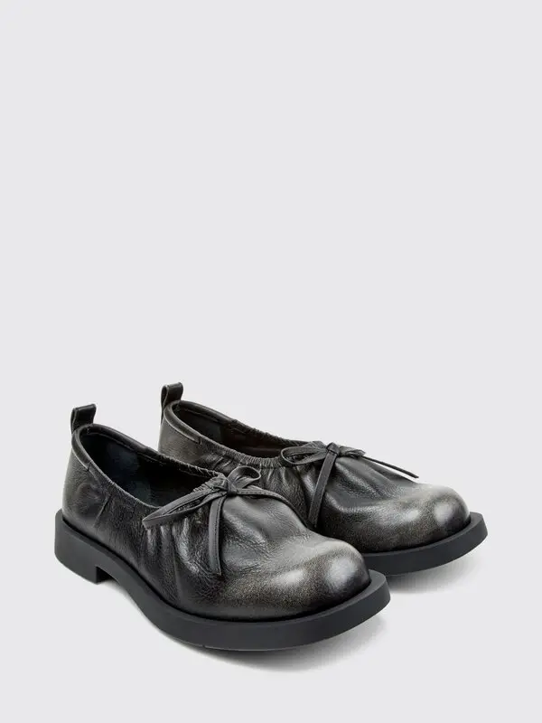 Camper Mil 1978 Distressed Calfskin Ballet Flats With Bow - Multicolor