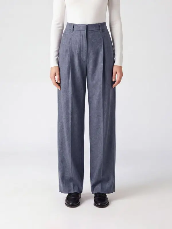 THELATEST Billie High-waisted Wide-leg Pleated Trousers In Wool Blend