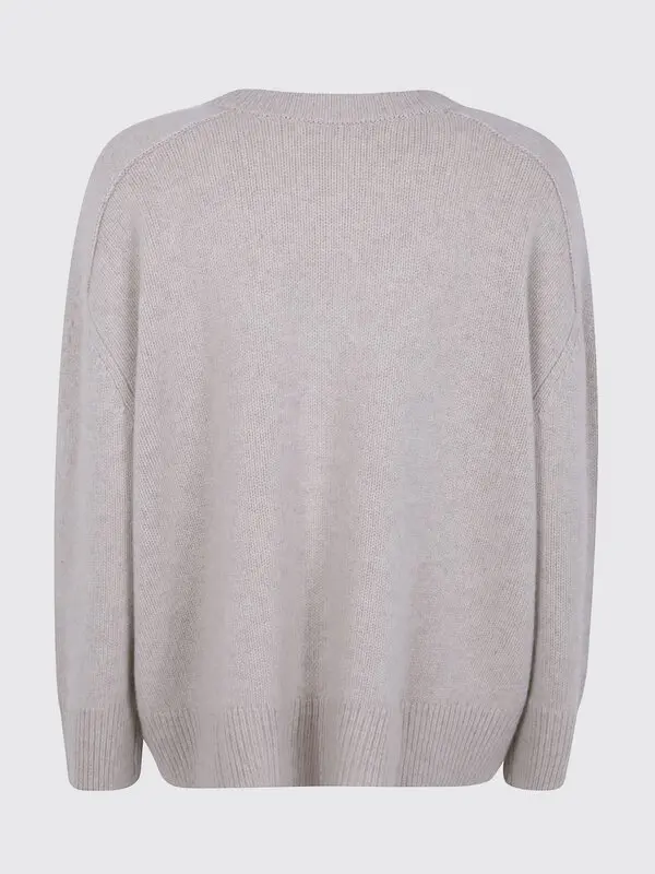 KUJTEN 100% Cashmere V-neck Sweater With Dropped Shoulders - Nude