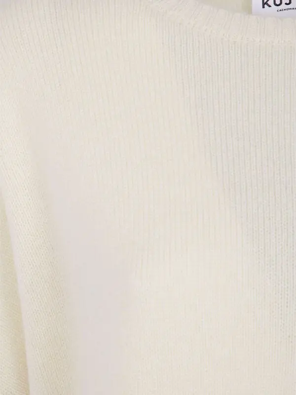 KUJTEN 100% Cashmere Crewneck Sweater With Long Sleeves And Ribbed Trims - Blue