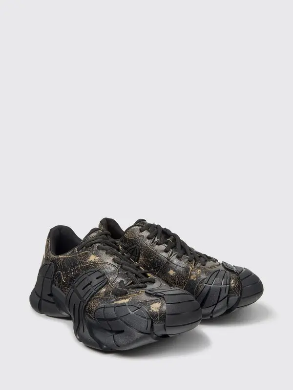 Camper Tormenta Two-tone Crackled Leather Sneakers With Abstract Pattern