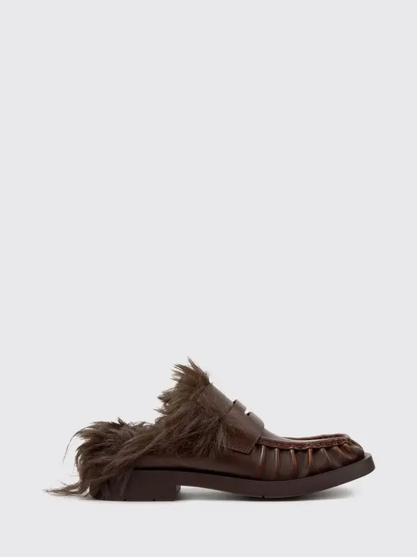Camper Mil 1978 Leather Mules With Faux Fur Lining - Brown