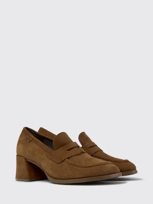 Camper Nubuck Loafers With Strap And Mid Heel