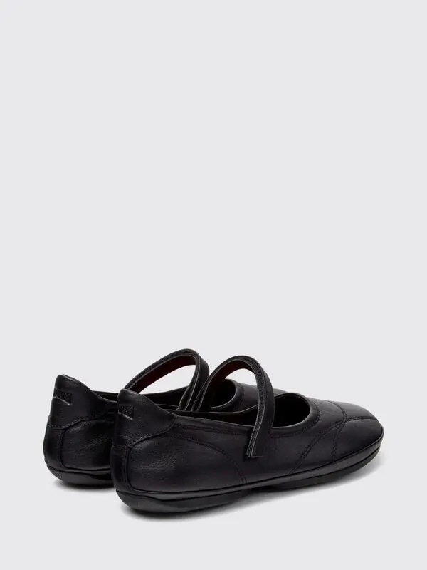 Camper Right Nina Leather Mary Jane Flats - Black