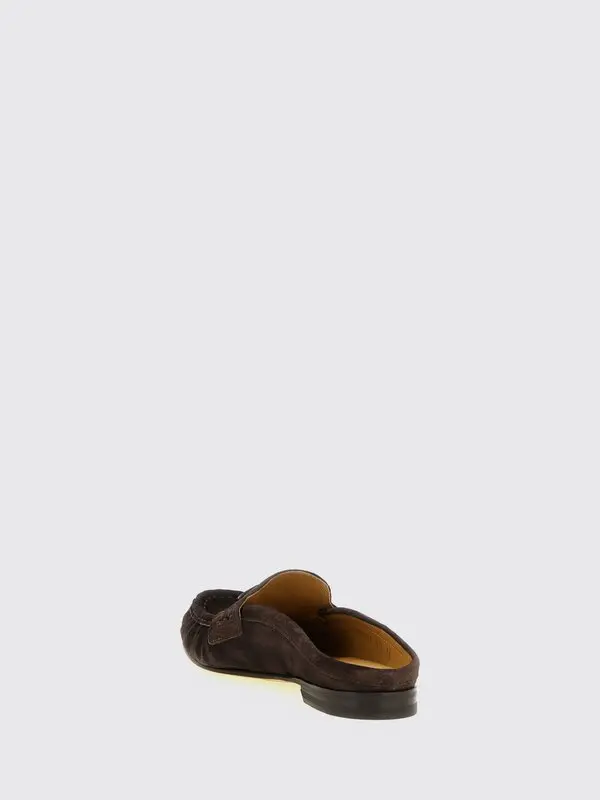 Fendi Scrunch Suede Calfskin Mules With Metallic Lettering Logo
