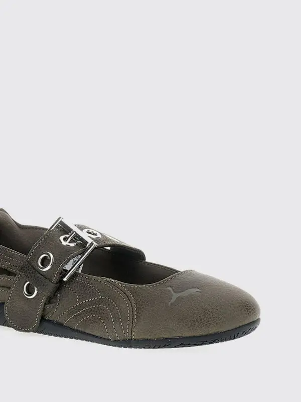 PUMA Speedcat Leather Mary Jane Ballerinas With Adjustable Strap - Brown