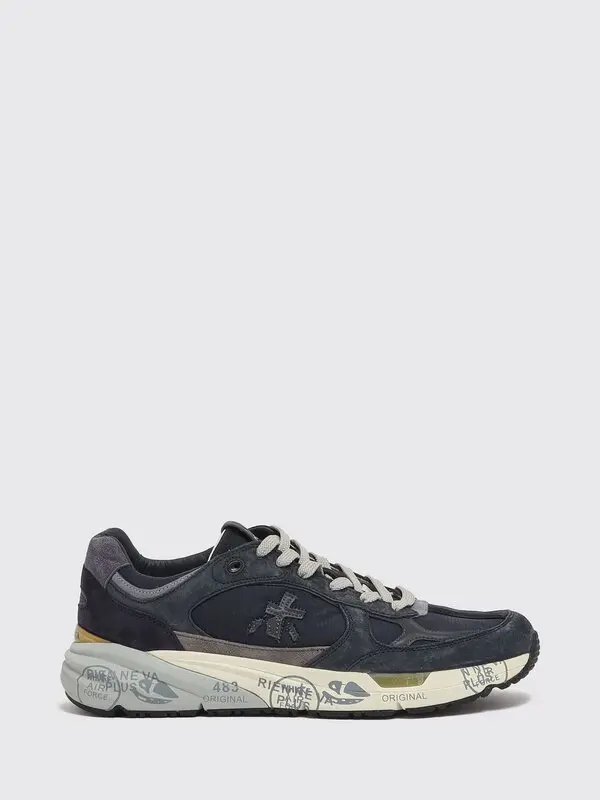 Premiata Mase Suede And Canvas Two-tone Sneakers - Navy
