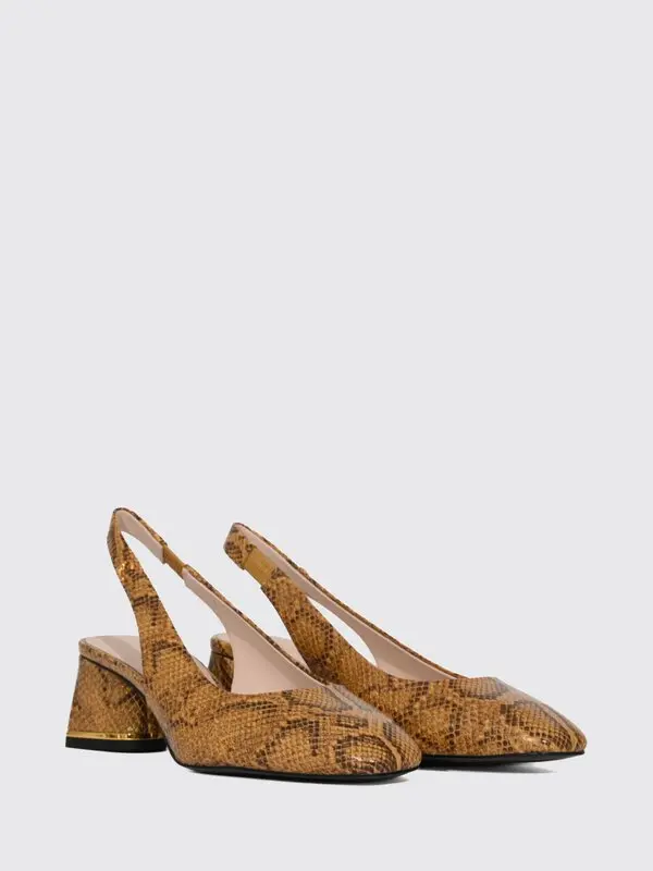 COCCINELLE Python Print Leather Slingbacks With Medium Heel - Honey